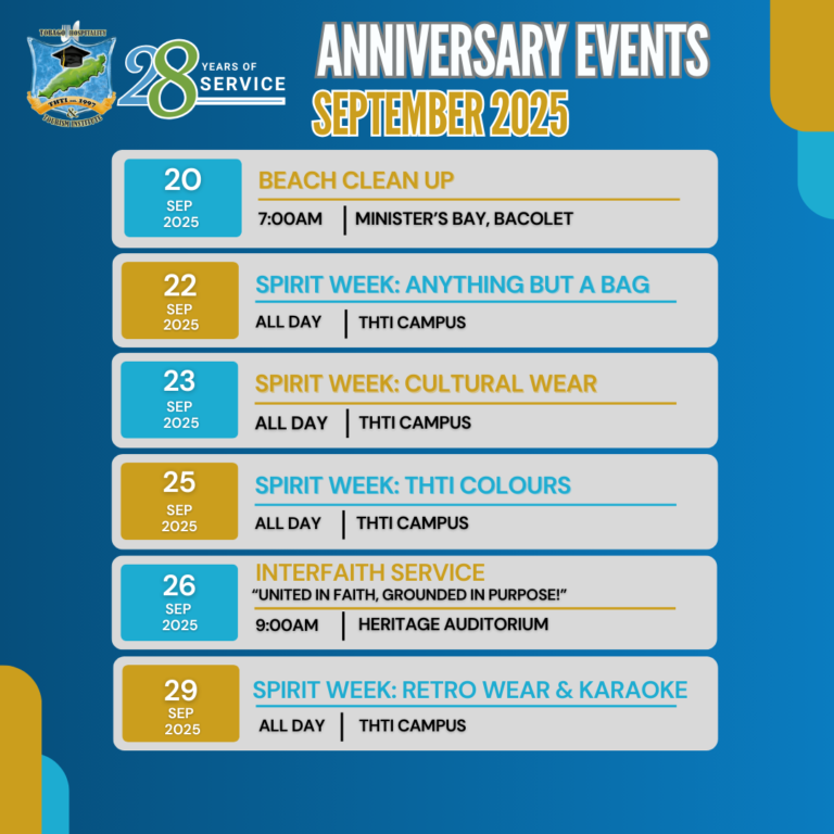 September Event Calendar 2025 - Tobago Hospitality & Tourism Institute